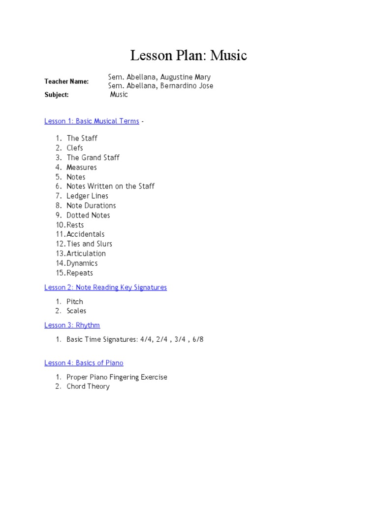 Lesson Plan Music | PDF
