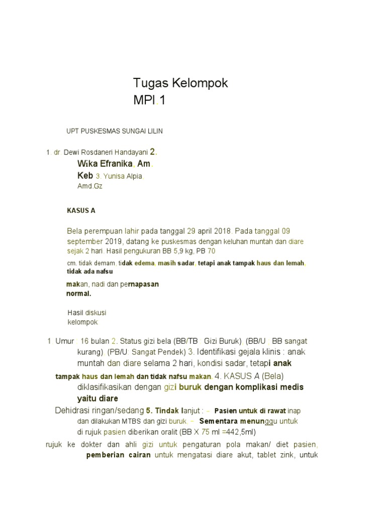 Tugas MP.1. Kelompok PKM Sungai Lilin | PDF