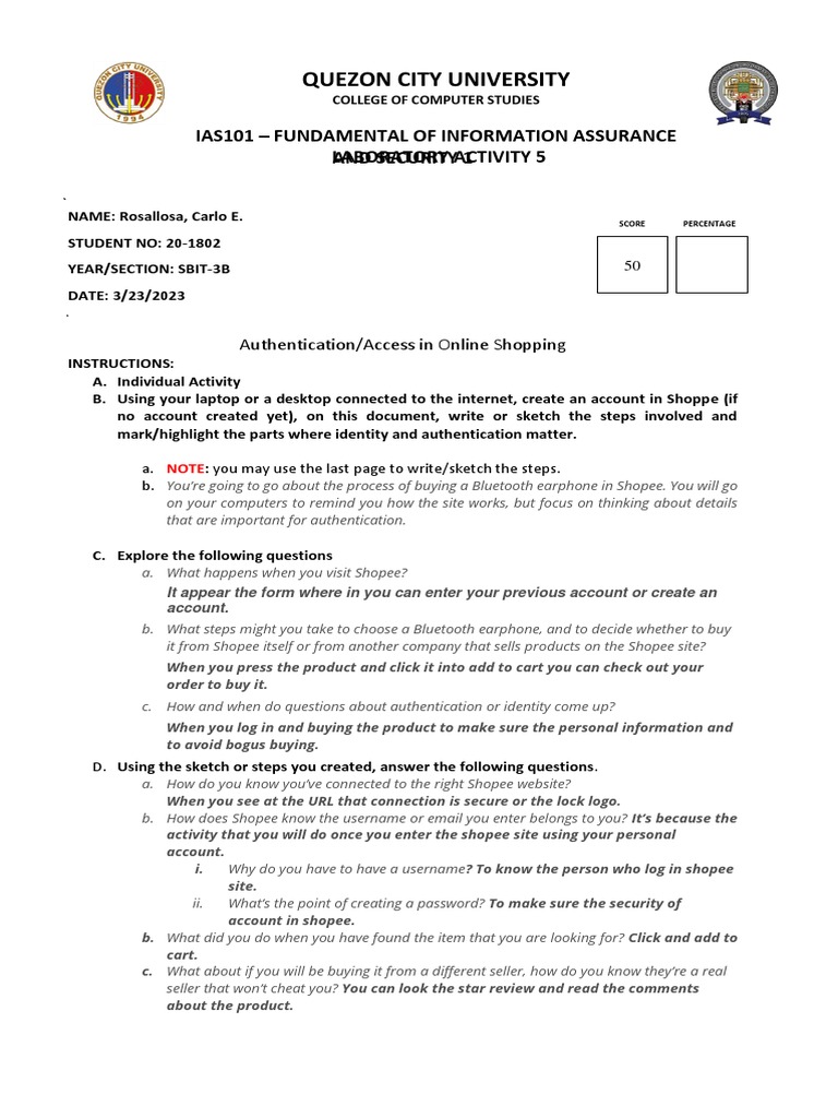 IAS101 Laboratory Activity 5 - Rosallosa - Carlo PDF | PDF ... IAS101 Laboratory Activity 5 - Rosallosa - Carlo PDF | PDF ...