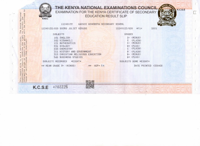 Juliet KCSE Result Slip001.pdf | PDF