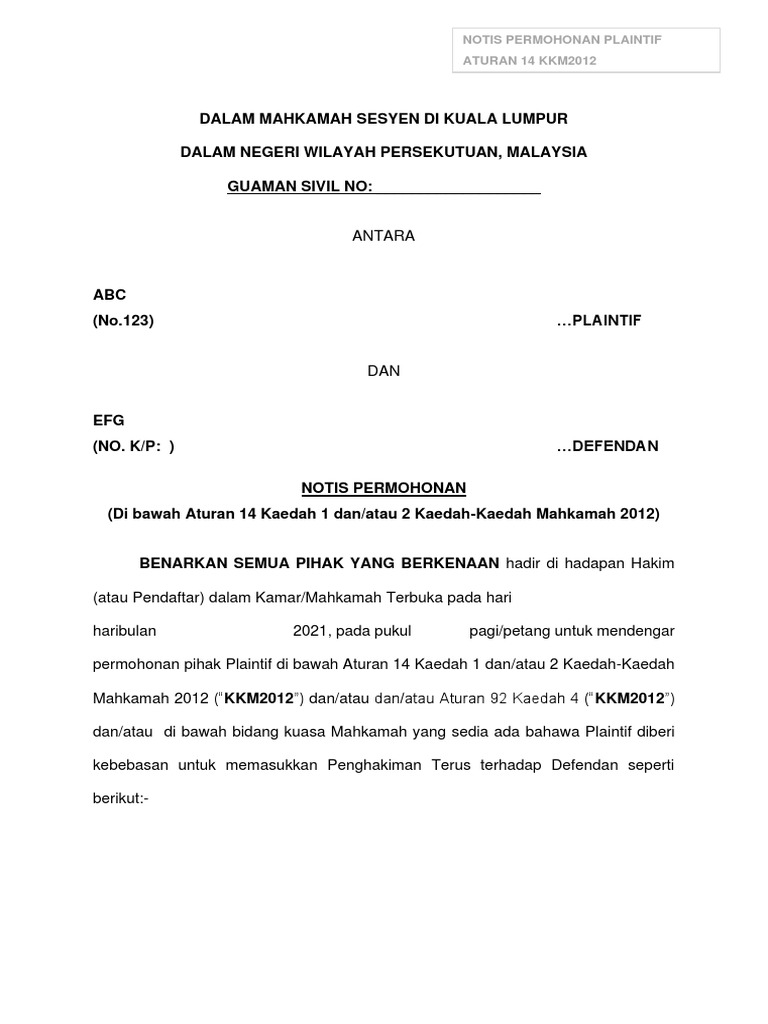 Notis Permohonan PDF | PDF