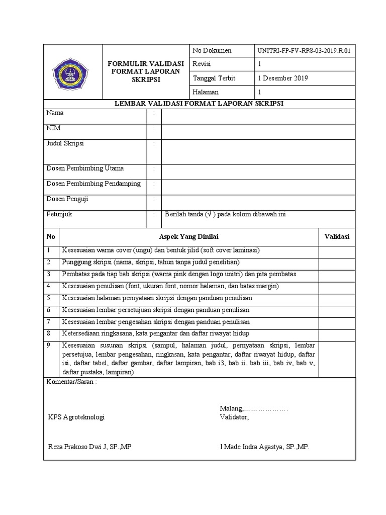 Formulir-Validasi-Skripsi.doc | PDF