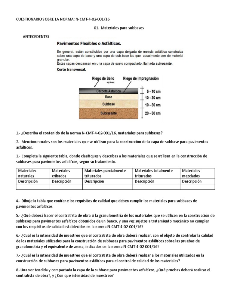 Cuestionario Sobre Materiales para Subbases 27 01 2021 | PDF