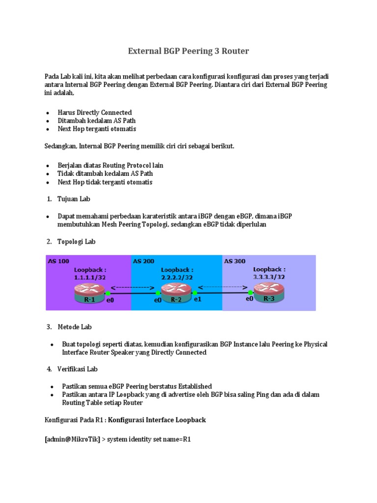 Konfigurasi eBGP Peering 3 Router | PDF