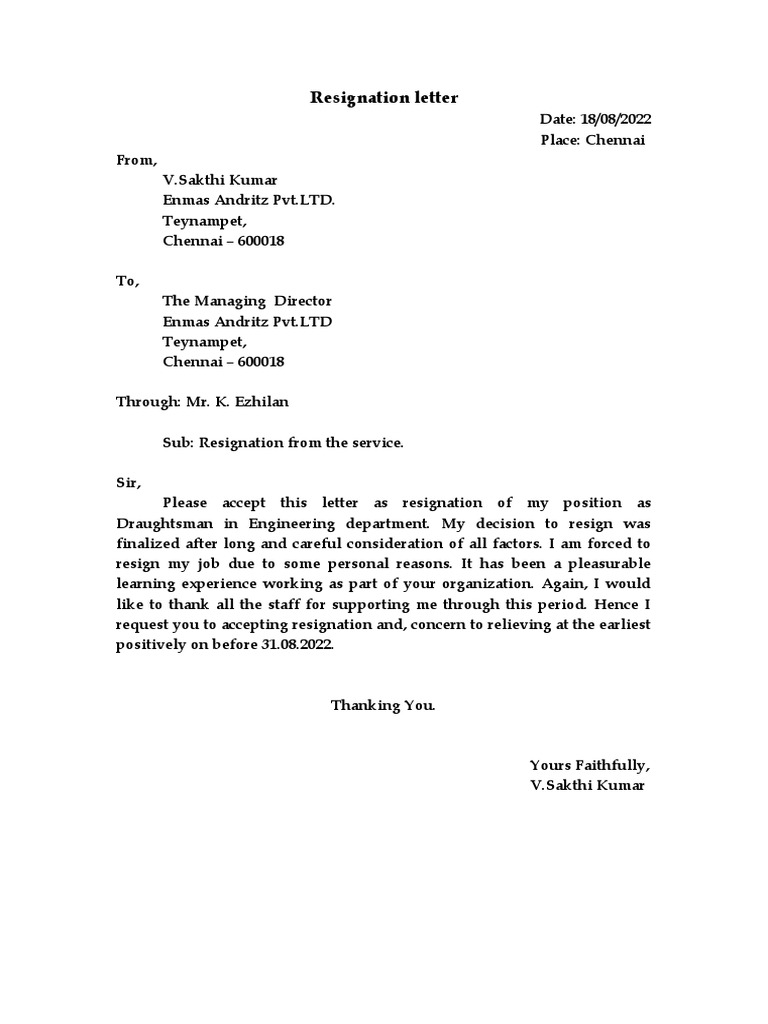 Resigning Letter | PDF