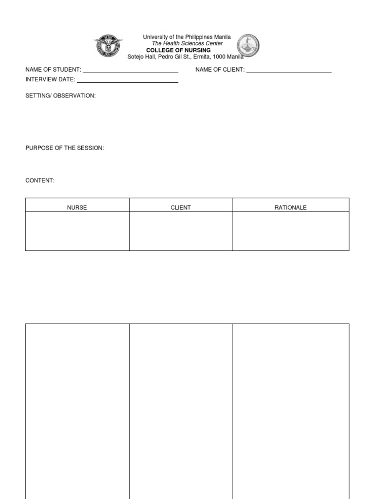 Nursing Client Interview Template | PDF