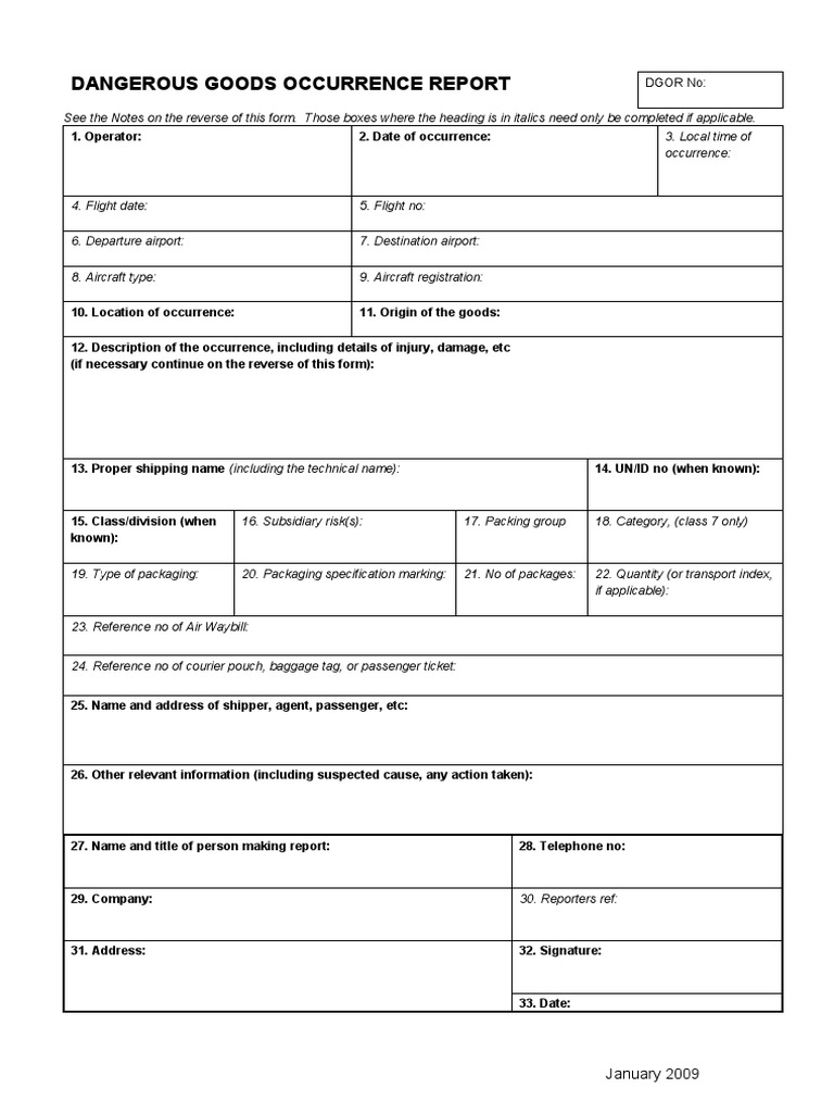 DG Occurrence Reportform | PDF