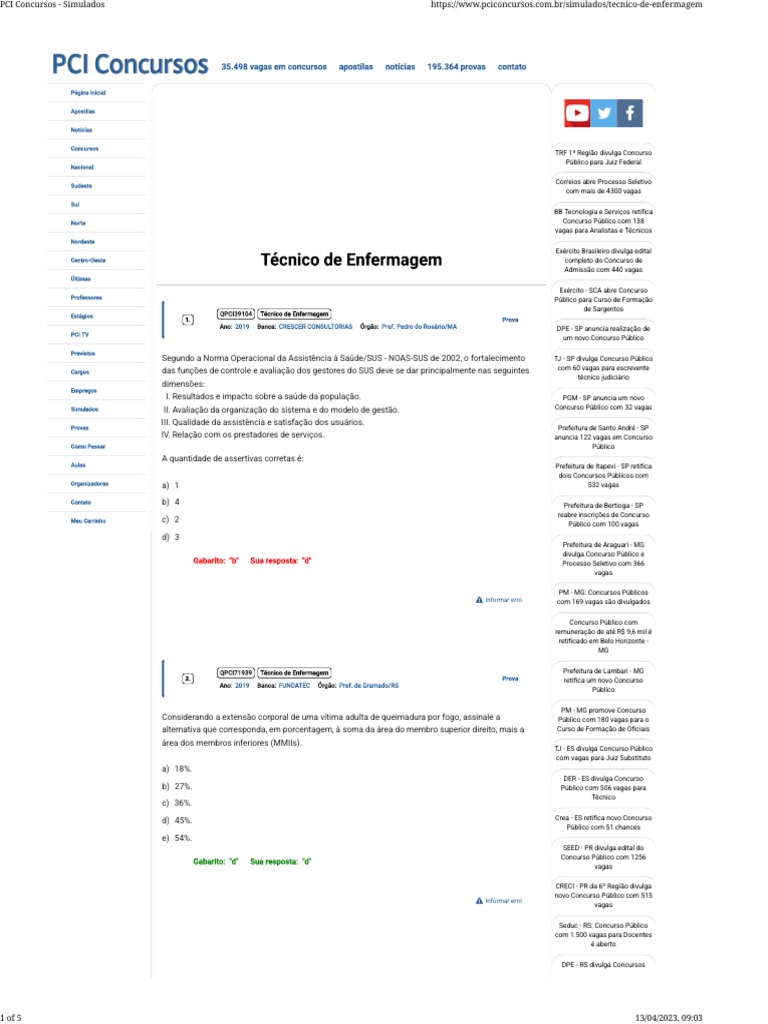 PCI Concursos - Simulados PDF | PDF