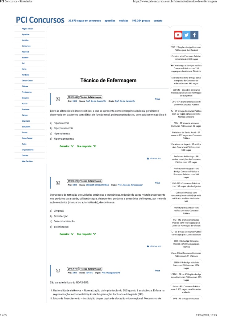 PCI Concursos - Simulados PDF | PDF