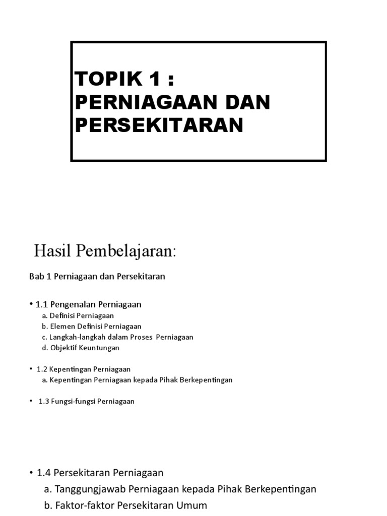 Ap015 Bab 1 - Perniagaan Dan Persekitaran | PDF