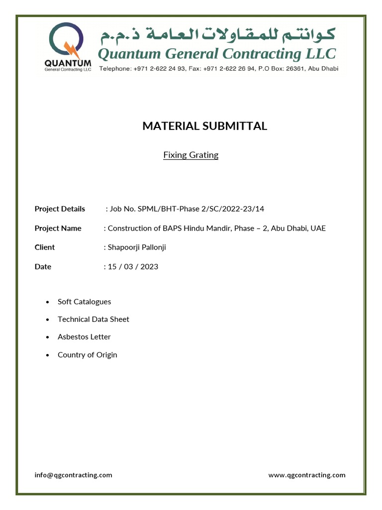 MATERIAL SUBMITTAL.pdf | PDF