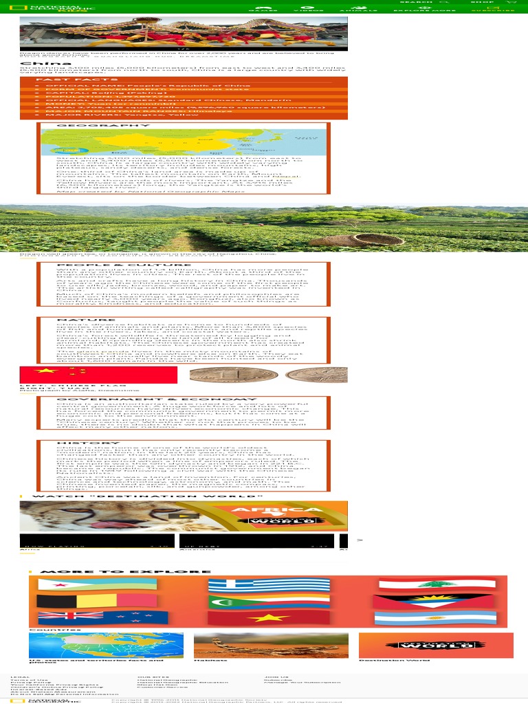 China Country Profile - National Geographic Kids | PDF