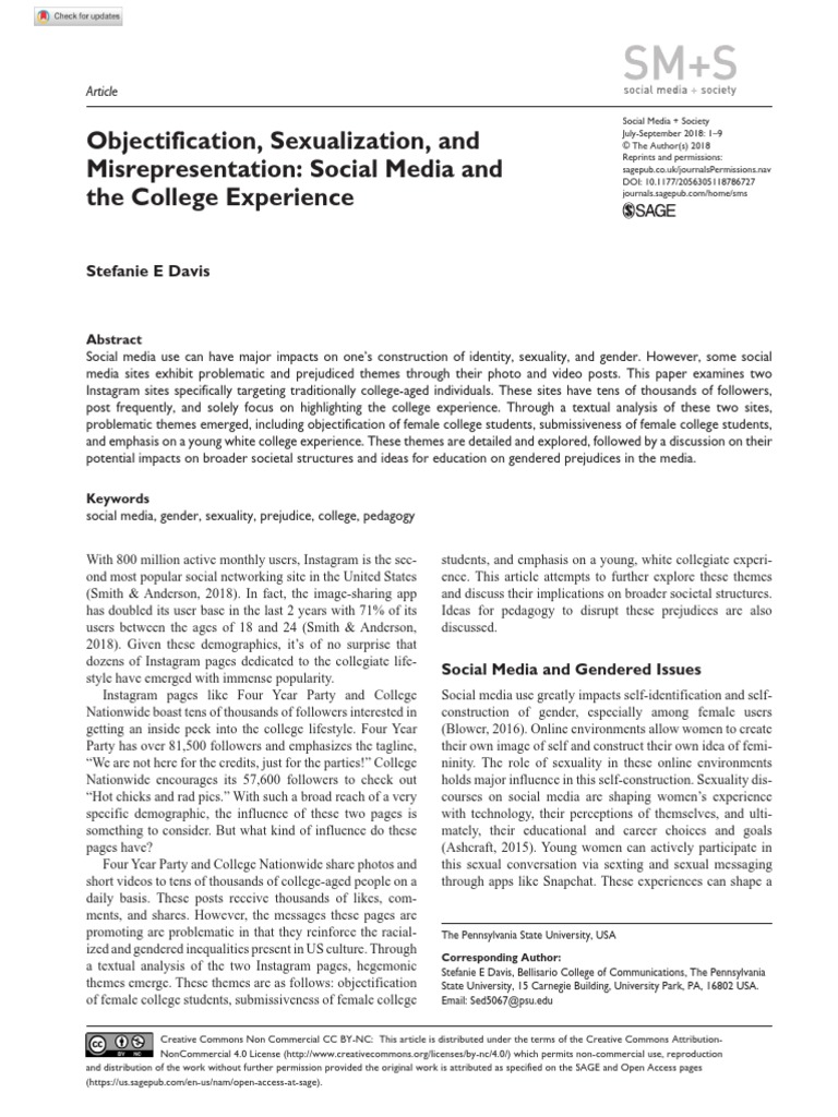 Objectification Sexualization And Misrepresentatio Pdf Pdf