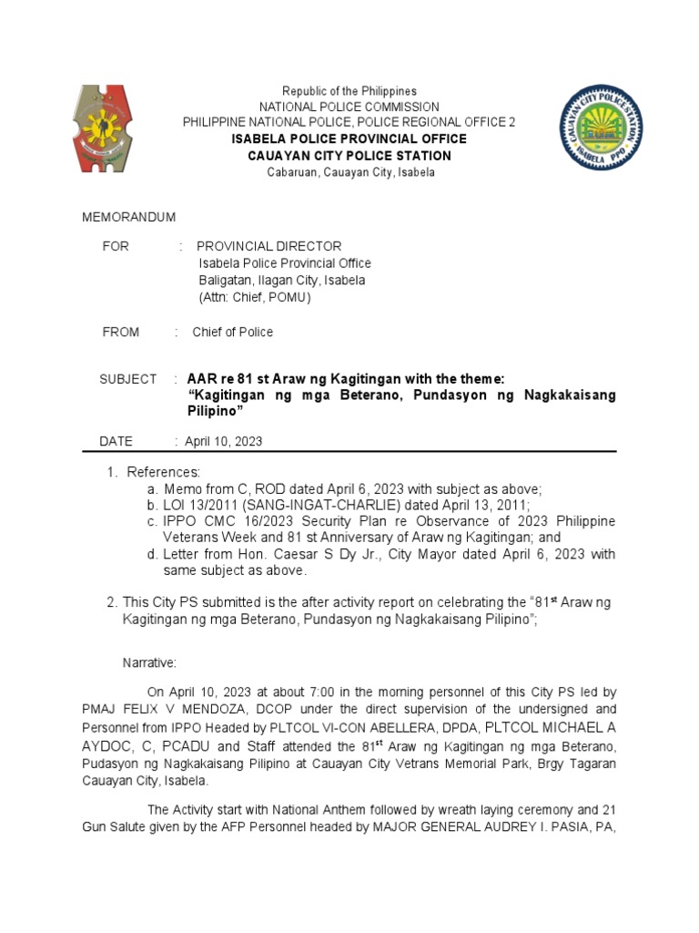 81st Araw ng Kagitingan Report | PDF
