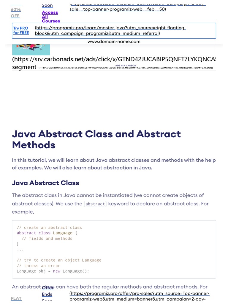 Java Abstract Class and Method (With Example) | PDF | Class (Computer Programming) | Method ...