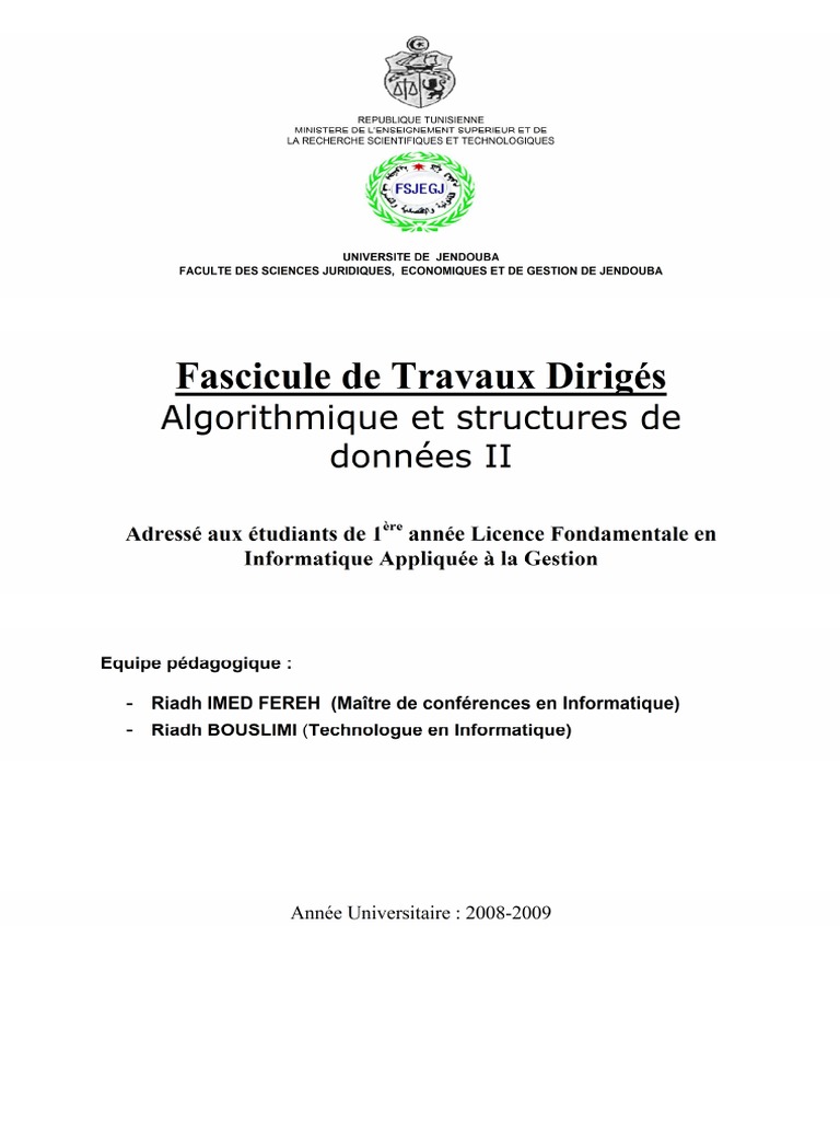 Algorithmique Et Structures de Donnees I PDF | PDF