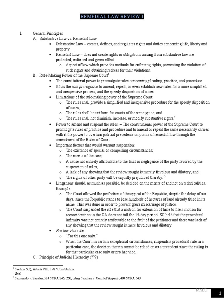 Remedial Law Review 1 | Download Free PDF | Jurisdiction | Judgment (Law)