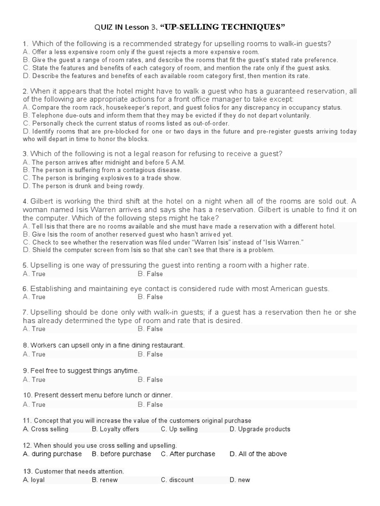 Effective Upselling Techniques for Hotel Guests | PDF | Business