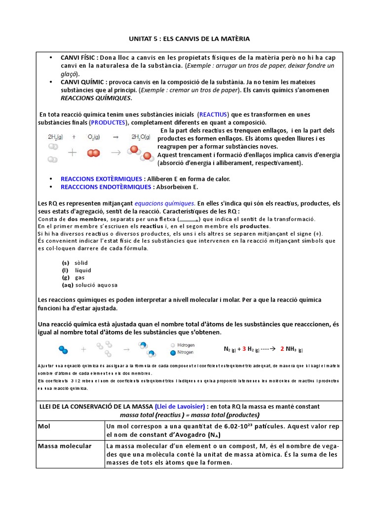 Kami Export - Resum Unitat 5 Canvis Matèria PDF | PDF