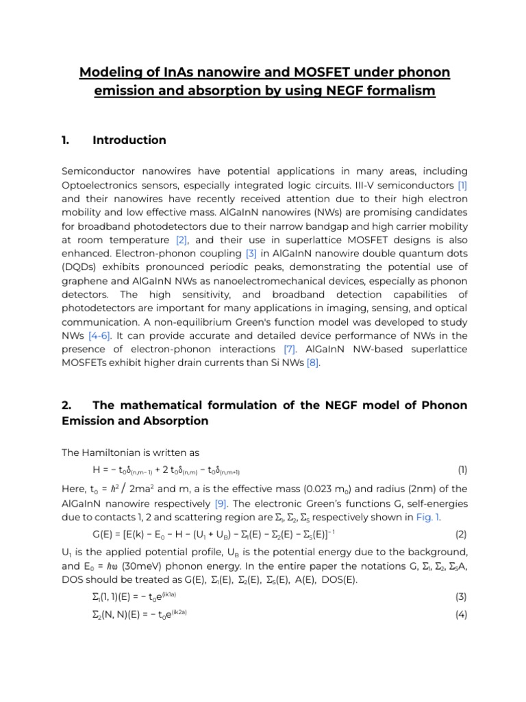 Project Work Final Year PDF | Download Free PDF | Nanowire | Phonon