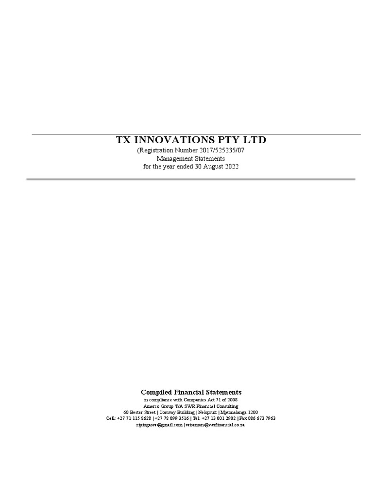 BIRTHMARK CAPITAL (PTY) LTD Management Accounts 2023-Signed | PDF