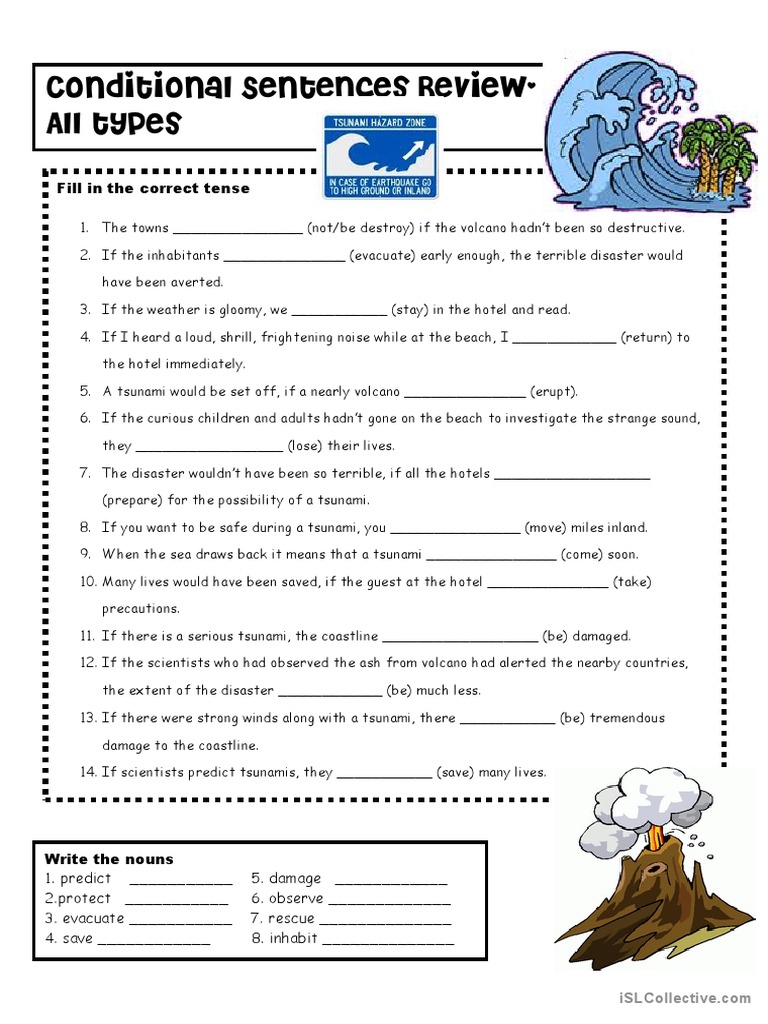 Conditionals 1,2,3 Vs - Tsunamis + KEY PDF | PDF
