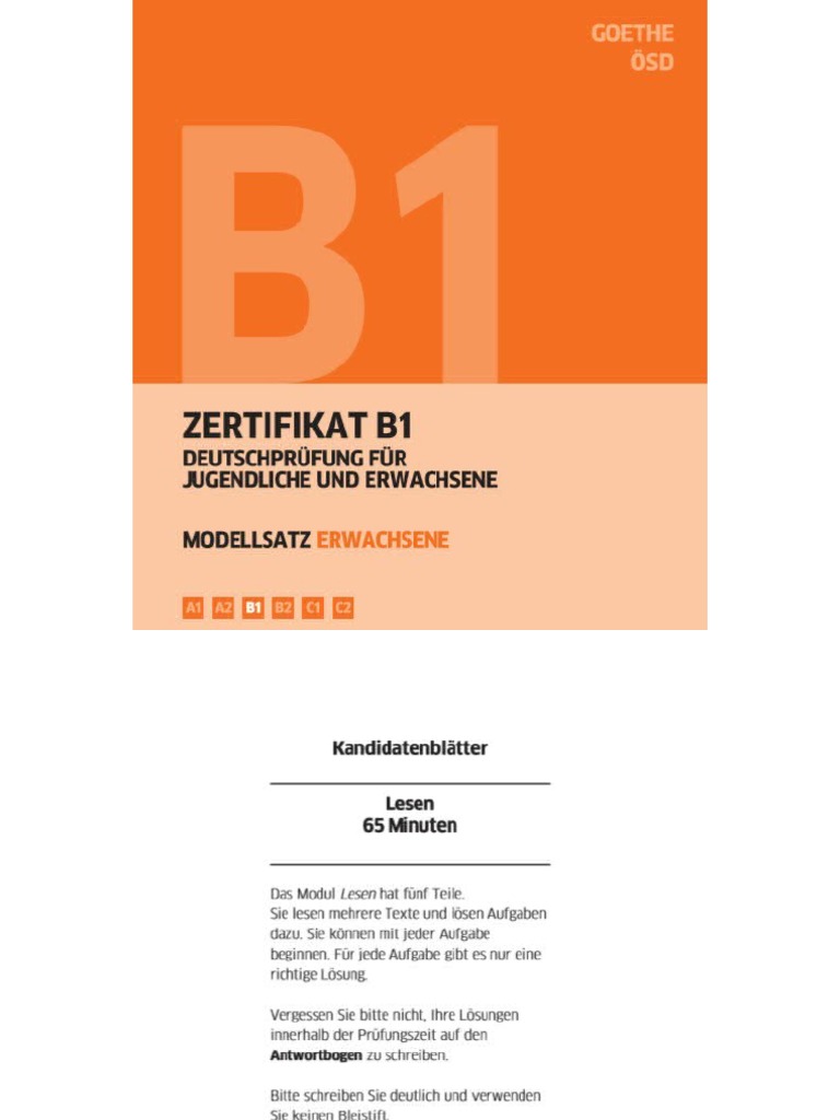 Modellsatz B1 - Goethe | PDF