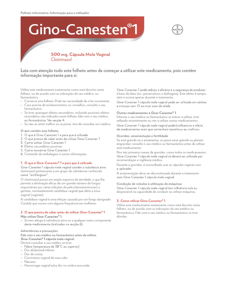 Gino-Canesten - Capsula Mole Vaginal - WEB PDF | PDF | Gravidez | Candidíase