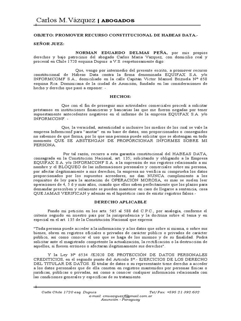 HABEAS DATA MODIFICADO - copia.doc | PDF