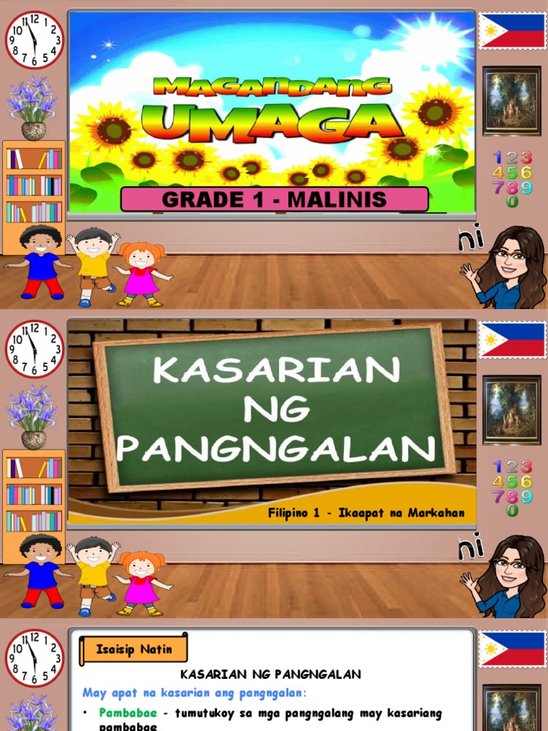 Grade 1 Filipino - Kasarian NG Pangngalan 03-02-23 | PDF