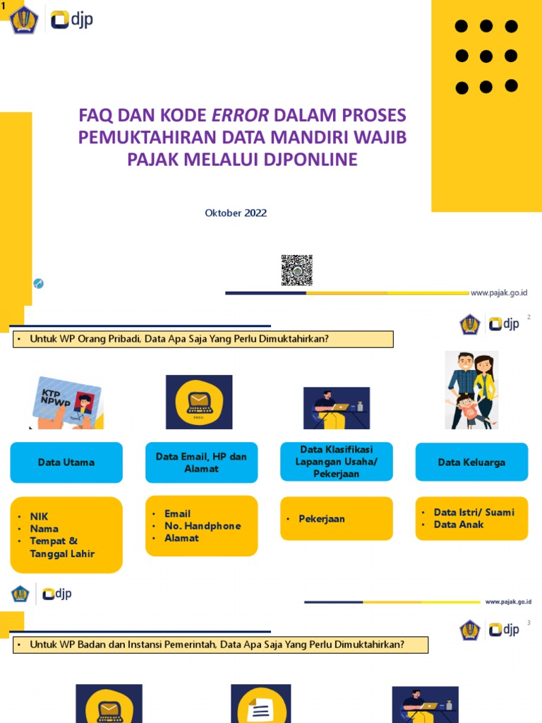FAQ Dan Kode Error Pemuktahiran Data Mandiri Melalui DJP Online PDF | PDF