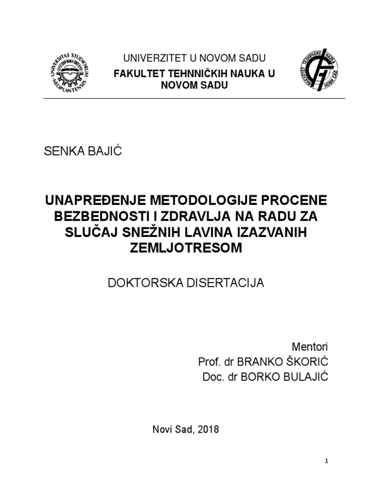 Senka Bajic - Doktorska Disertacija PDF | PDF