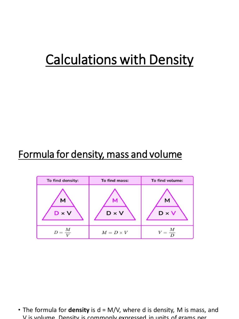 Calculations With Density | PDF