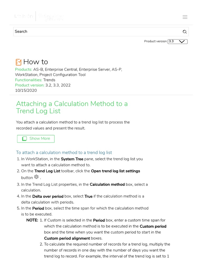 Attaching A Calculation Method To A Trend Log List | PDF