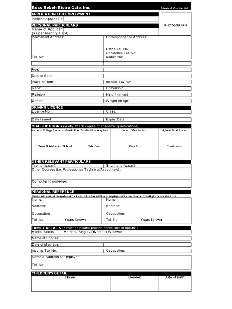 Employment Application Form | PDF