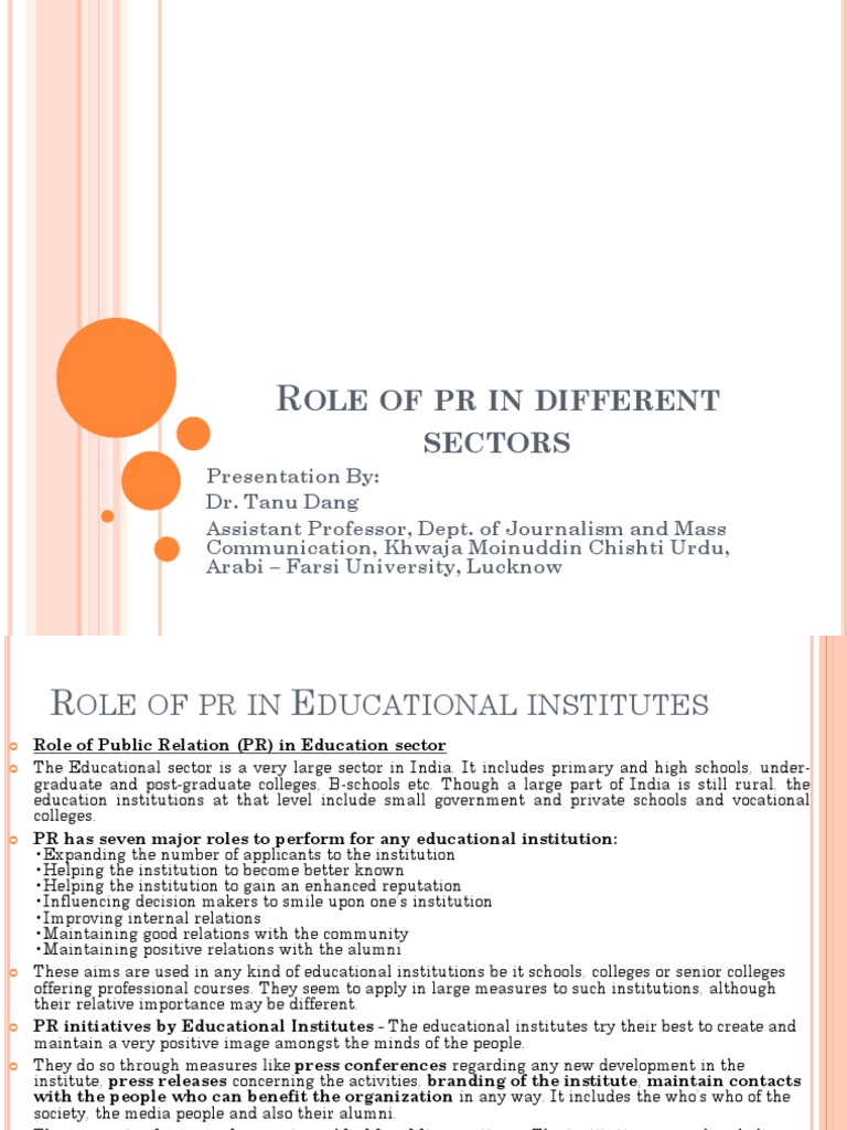 Role of PR in Different Sectors PDF | PDF