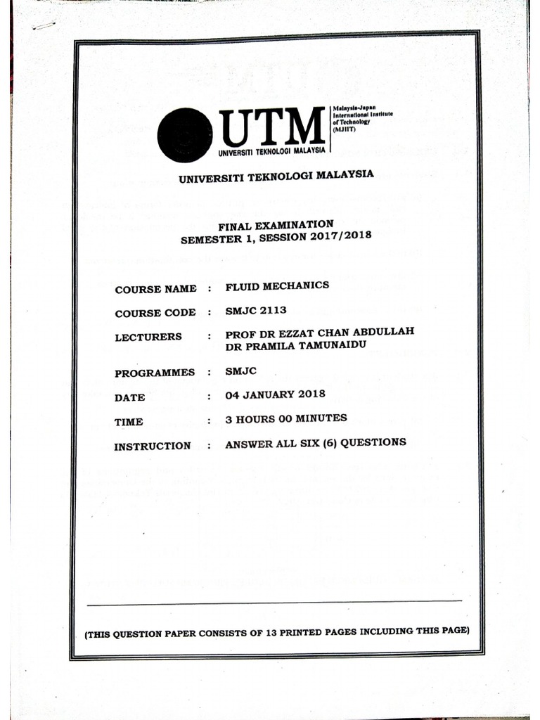 FM Final Sem1 1718 PDF | PDF