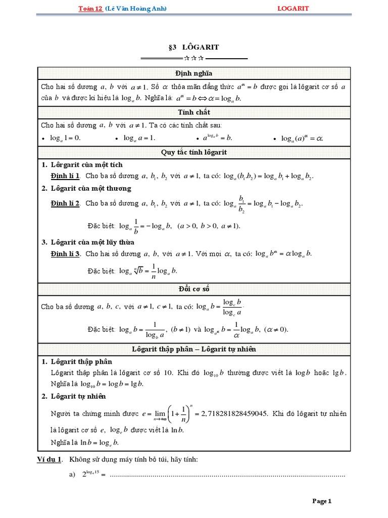 Bai 3. Logarit PDF | PDF