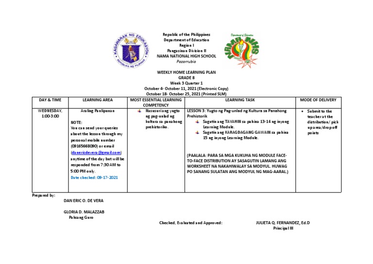 DOD WHLP AP8 Q1 - Week 3 | PDF | Philippines