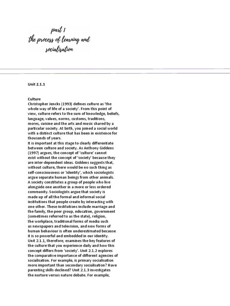 Sociology Unit 2 | PDF