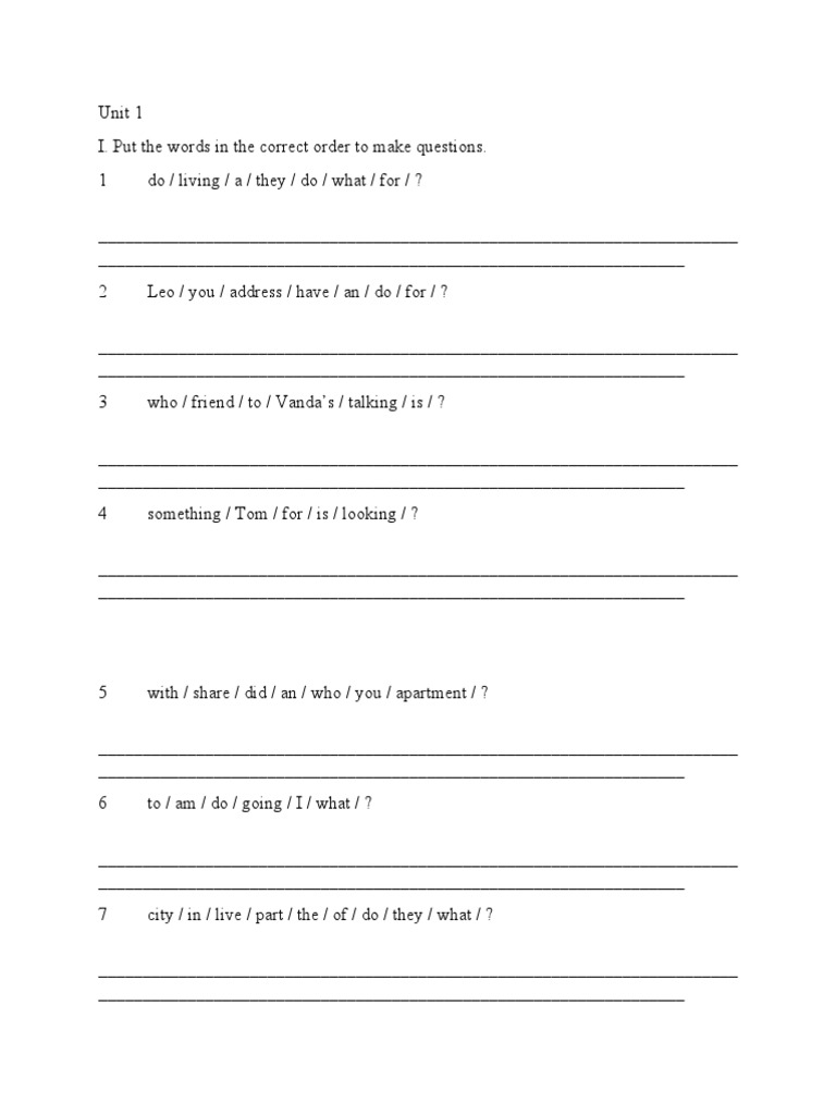 Review Unit 1-5 | PDF