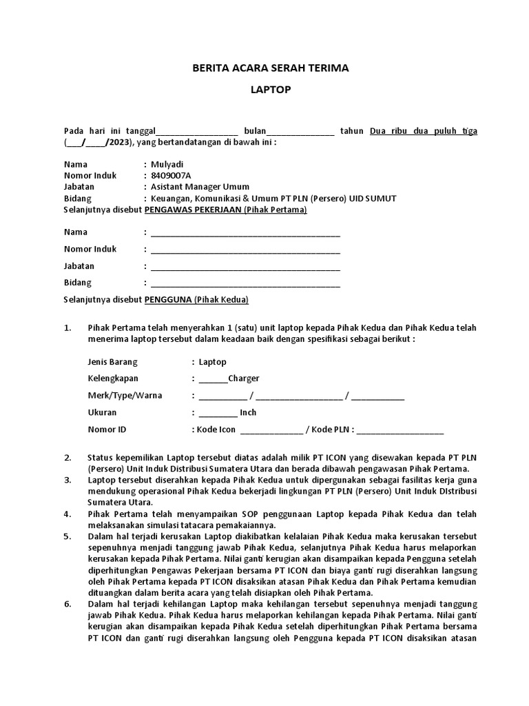 BA Serah Terima Laptop | PDF
