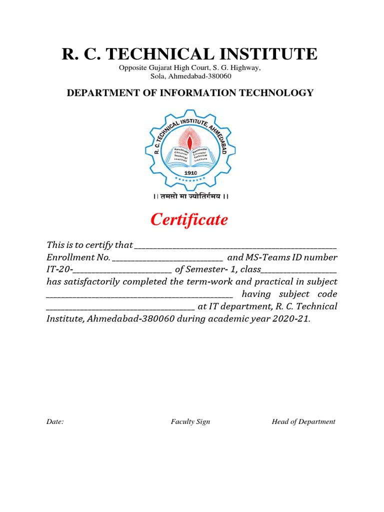 RC Certificate PDF | PDF