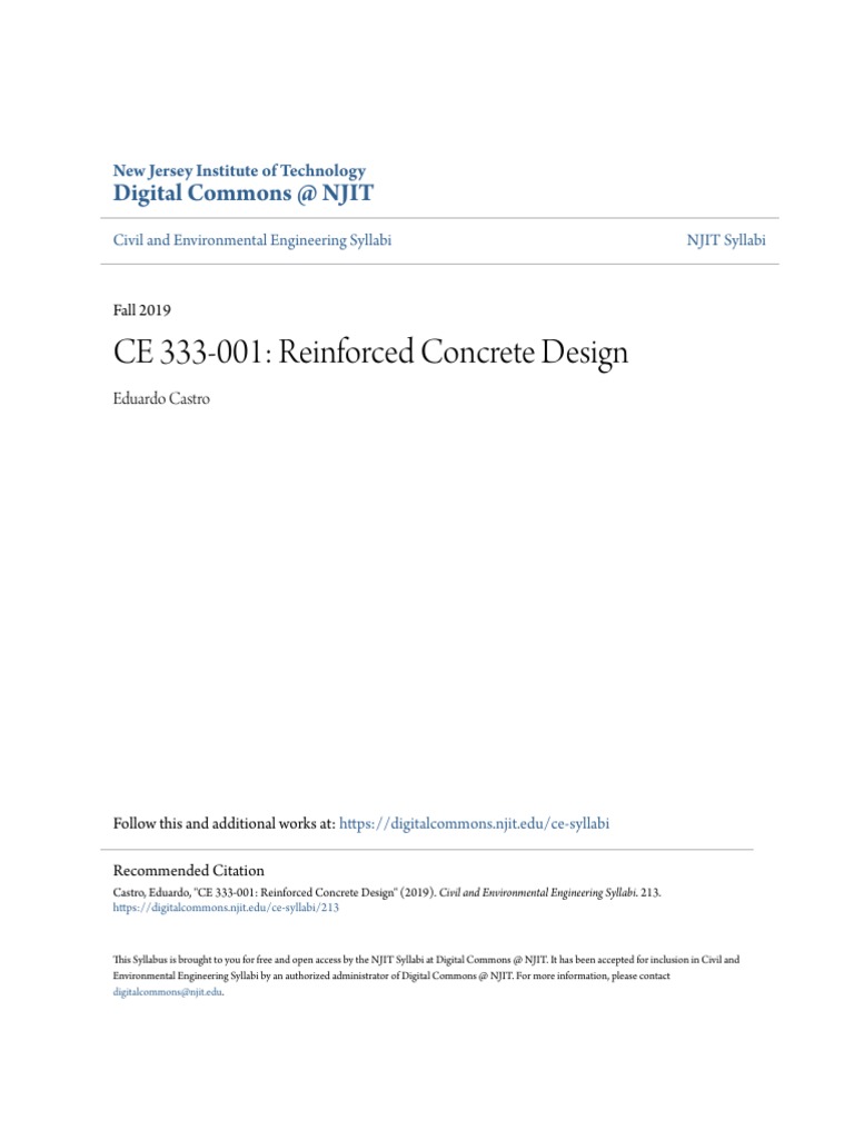 CE 333-001 - Reinforced Concrete Design | PDF | Engineering ...