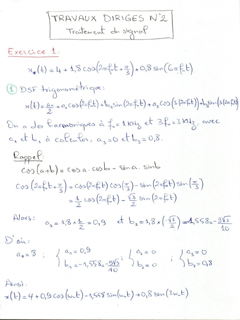 TD2 Traitement Du Signal Correction - Corrigé D'ex1 | PDF