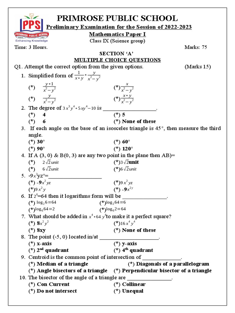 IX Mathematics | PDF