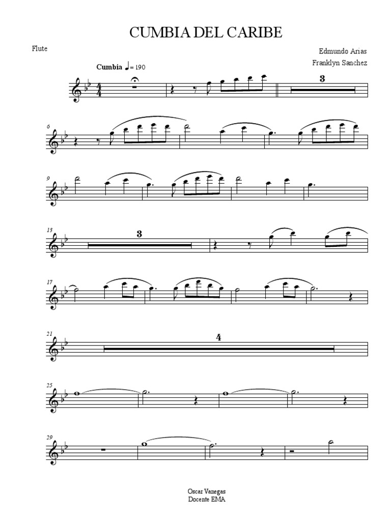 CUMBIA DEL CARIBE - Flauta Traversa PDF | PDF