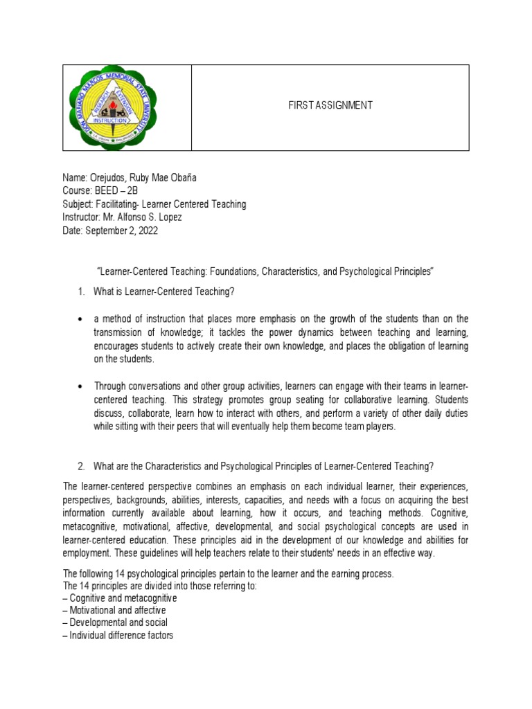 Assignment No 1 Pdf Learning Motivational 