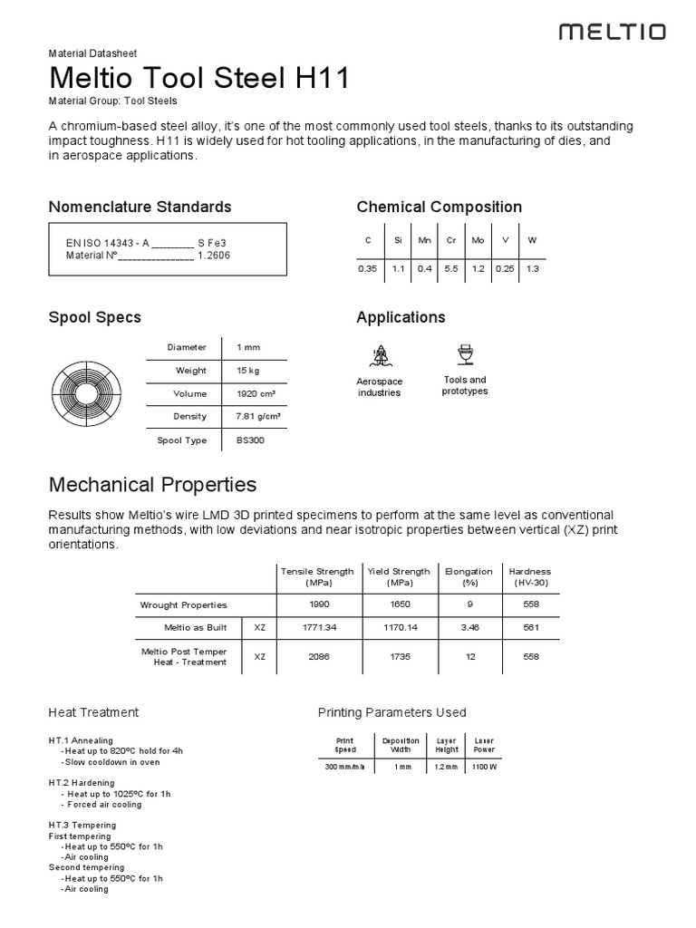H11 Tool Steel Material Datasheet | PDF