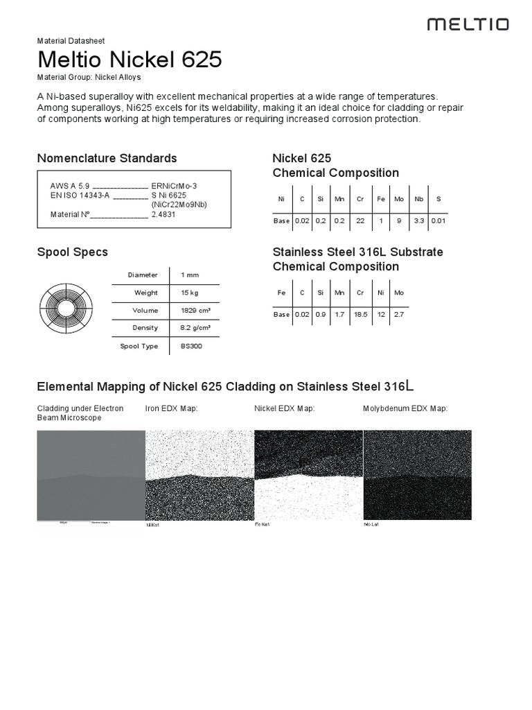 Meltio-Nickel-625 Material Datasheet PDF | PDF